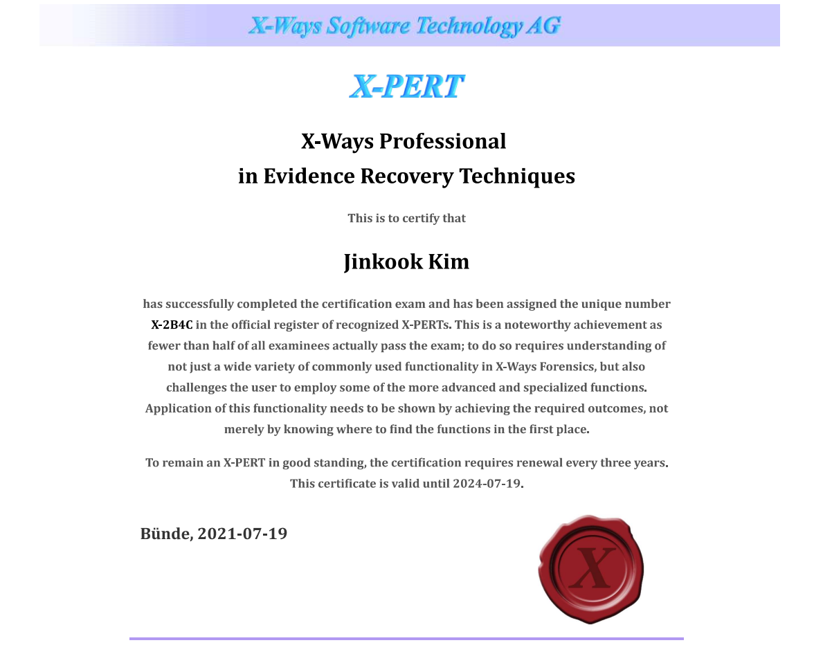 X-PERT Certificate Test